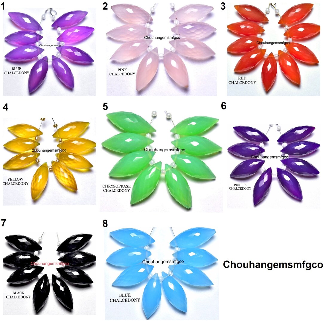 Natural Blue Chalcedony, Pink, Red, Yellow, Chrysoprase, Purple, Black ...