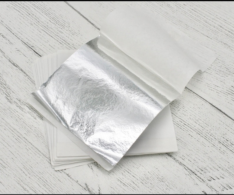 100 Sheets Pure Silver 999 Leaf Sheets, Gilding, Art Work, Edible Size ...
