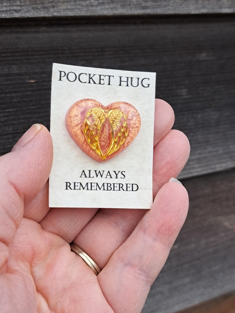 Pocket Hug - Angel Wing Sympathy Gift. Heart Grieving Token - Etsy