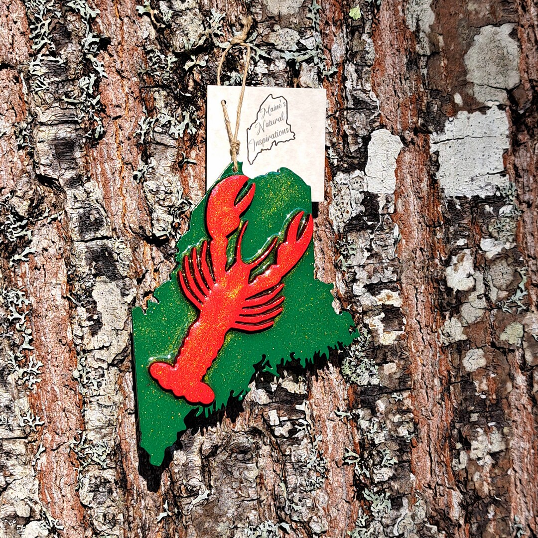 Maine Lobster Ornament, Christmas Ornament. Made in Maine USA. Nautical ...