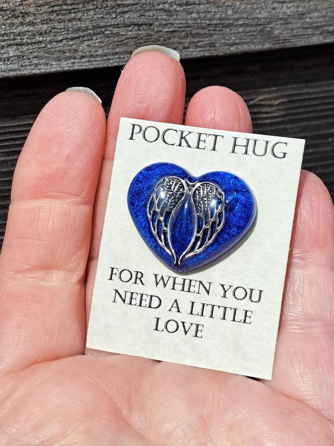 Angel Wing Heart Pocket Hug. Comfort Gift Sympathy Memento Gift ...