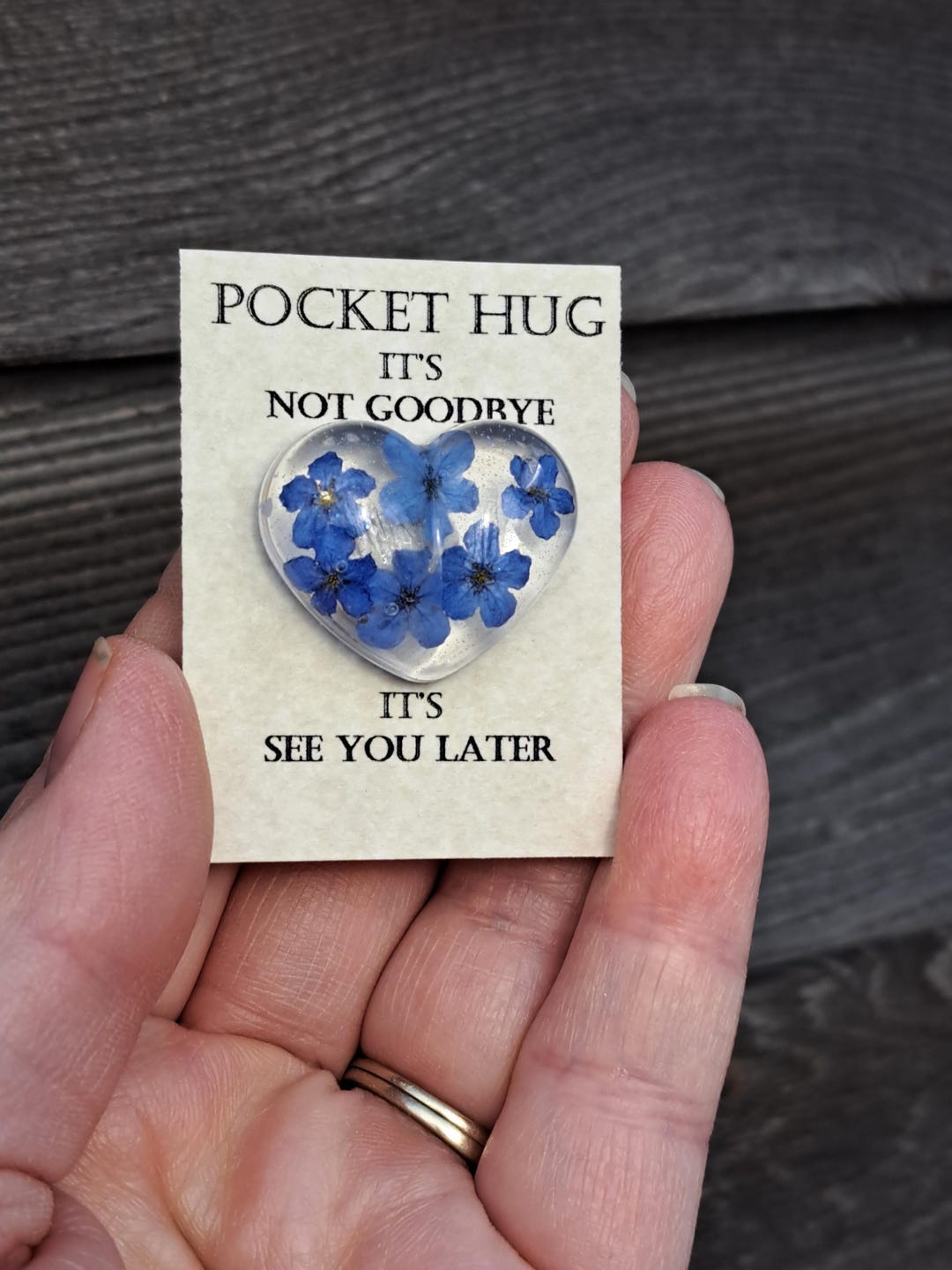 Bulk Forget Me Not Memorial Favors, Pressed Flower Resin Heart Tokens ...