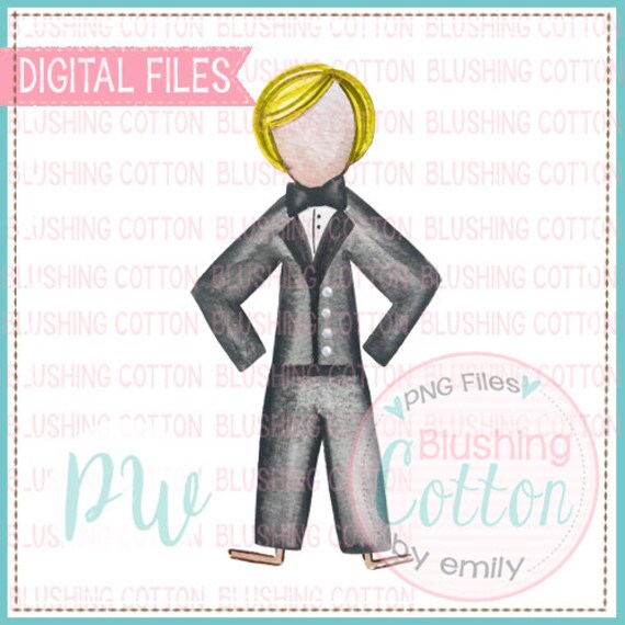 Stick Figure Groom With Blonde Hair Watercolor PNG Artwork - Etsy