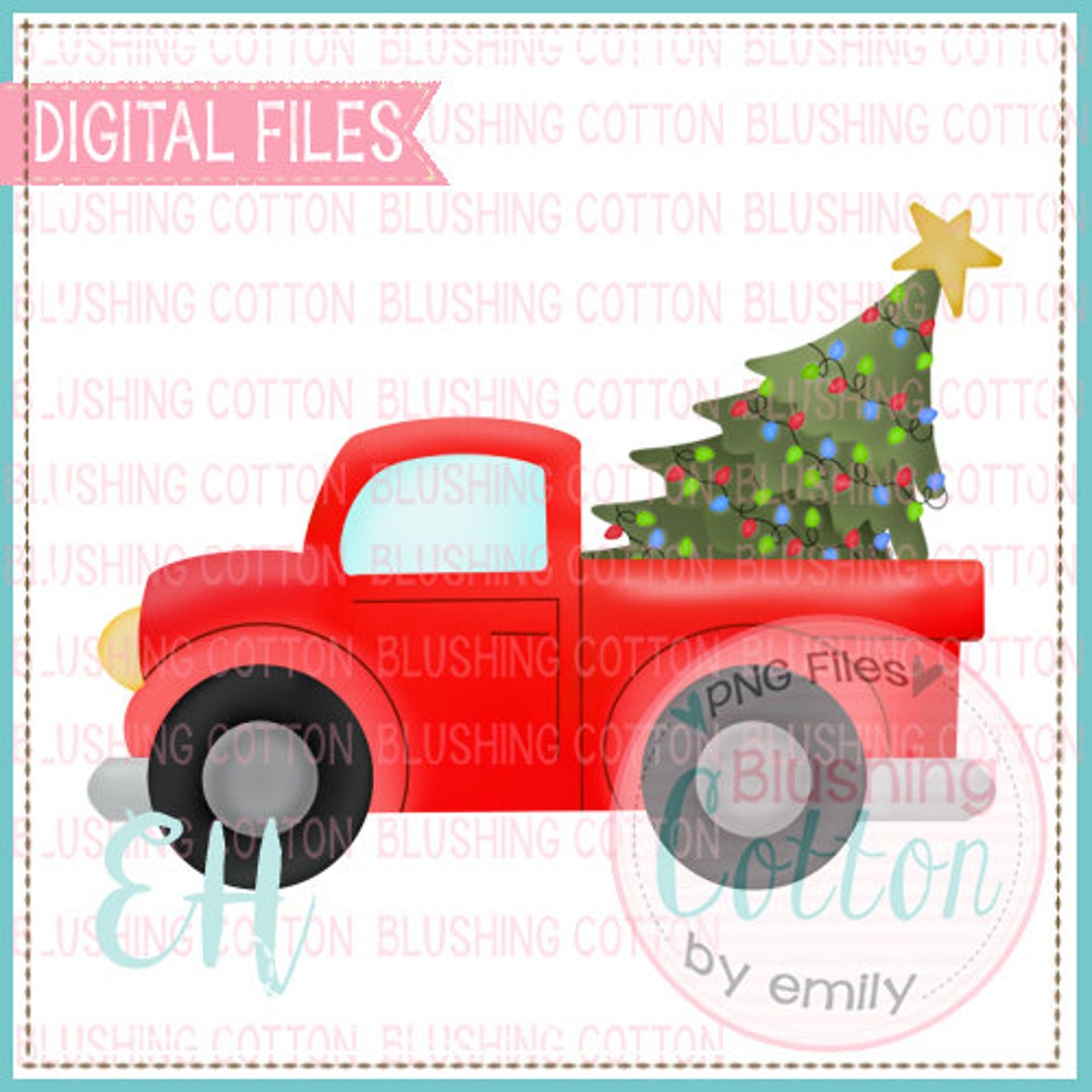 Christmas Tree Truck Red Design PNG Artwork Digital File - for Printing ...