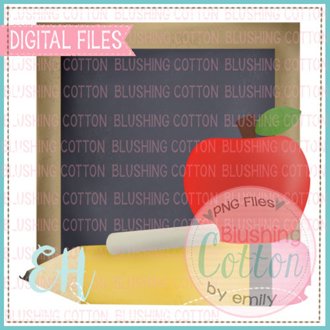 Back to School Chalkboard and Pencil Digital Watercolor Design - Etsy