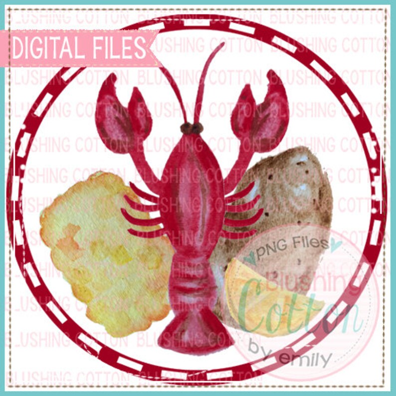 Crawfish Boil in Dashed Circle PNG Watercolor Artwork Digital - Etsy