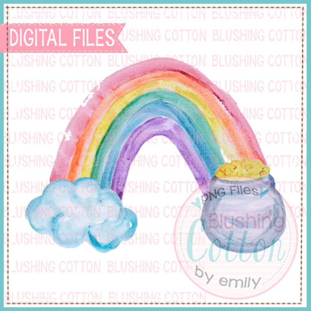 Rainbow and Pot of Gold St. Patrick's Day PNG Watercolor Artwork ...
