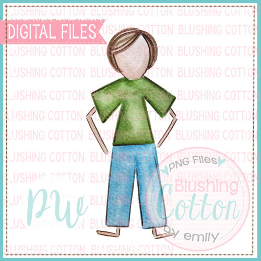 Stick Figure Adult Male Watercolor PNG Artwork Digital File for ...