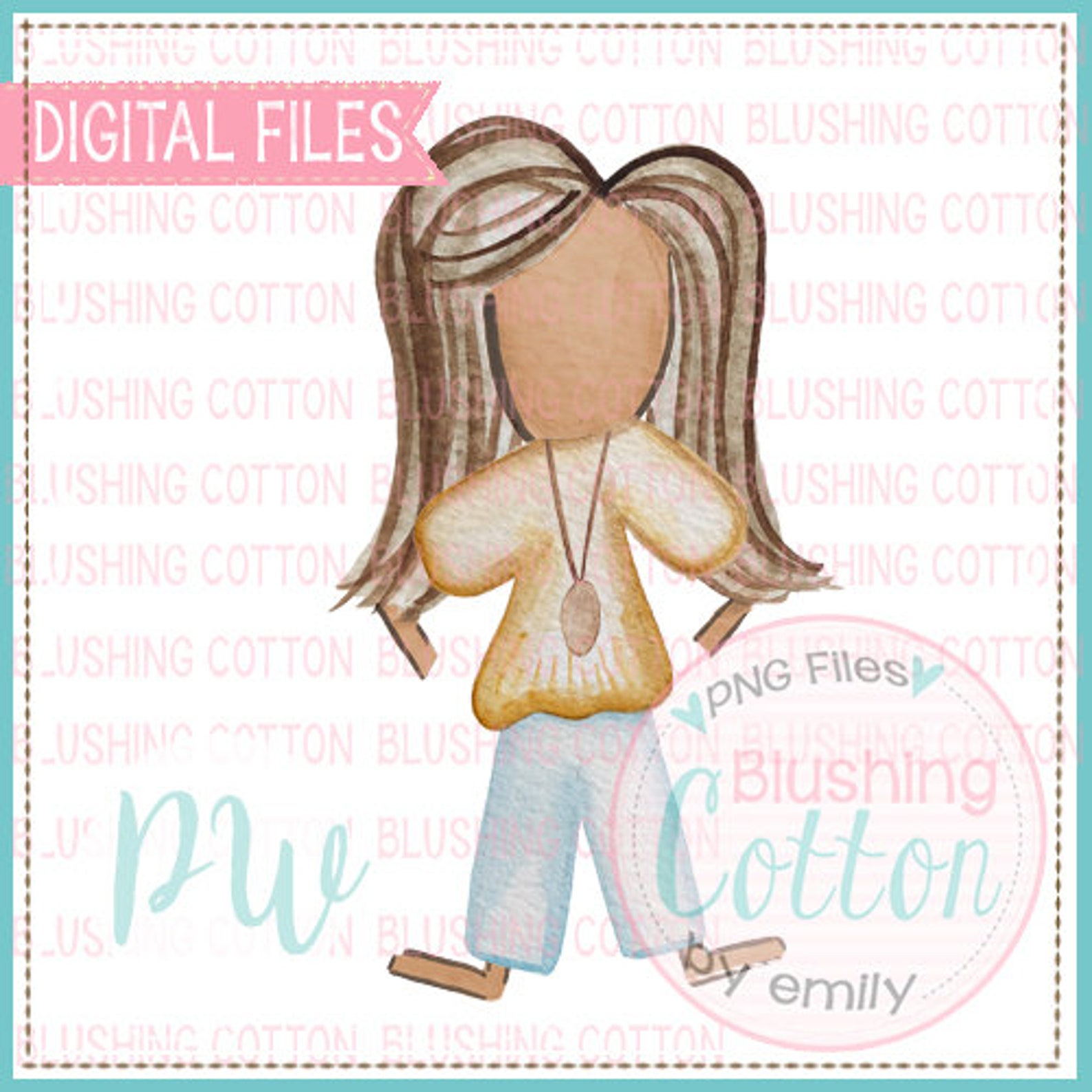 Stick Figure Teenage Girl Medium Skin Tone Brown Hair - Etsy