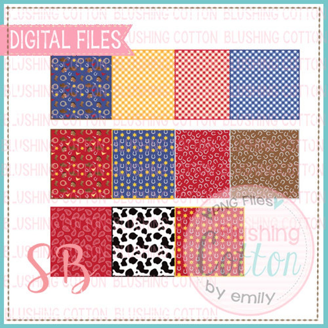 Western Square Background Set Design PNG Artwork Digital File | Etsy