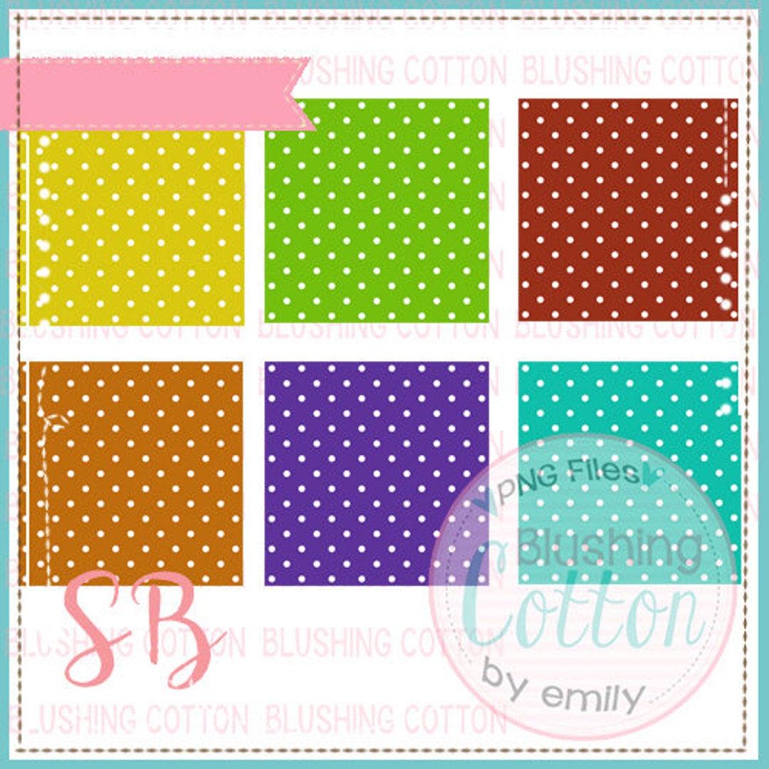 Autumn Polka Dot Square Background Bundle Design Watercolor PNG Artwork ...