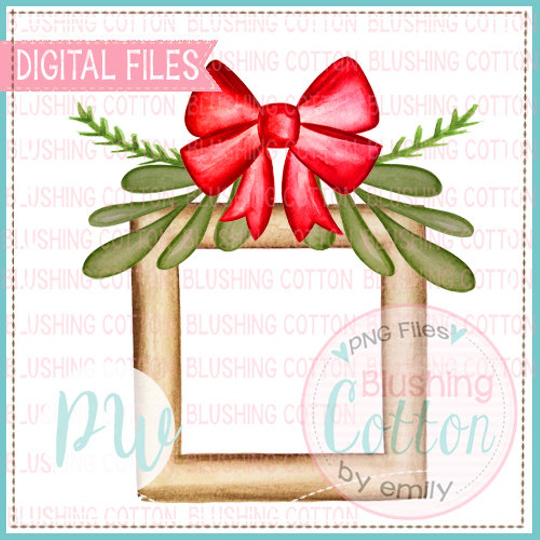 Frame With Red Bow Design Watercolor PNG Artwork Digital File - for ...