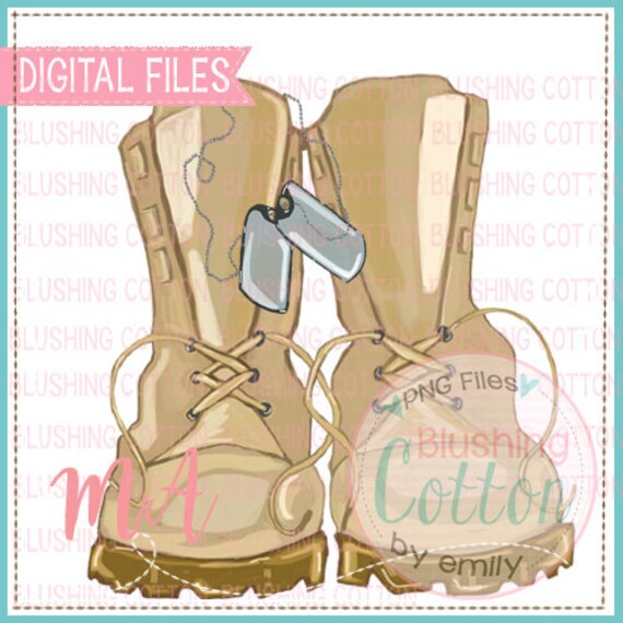 Army Boots with Dog Tags Combat Soldier Watercolor PNG Artwork | Etsy