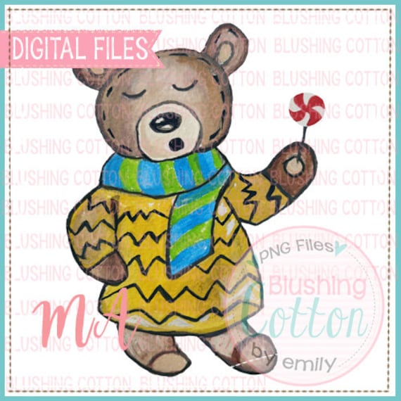 Bear in a Sweater PNG Watercolor Artwork Digital File for | Etsy