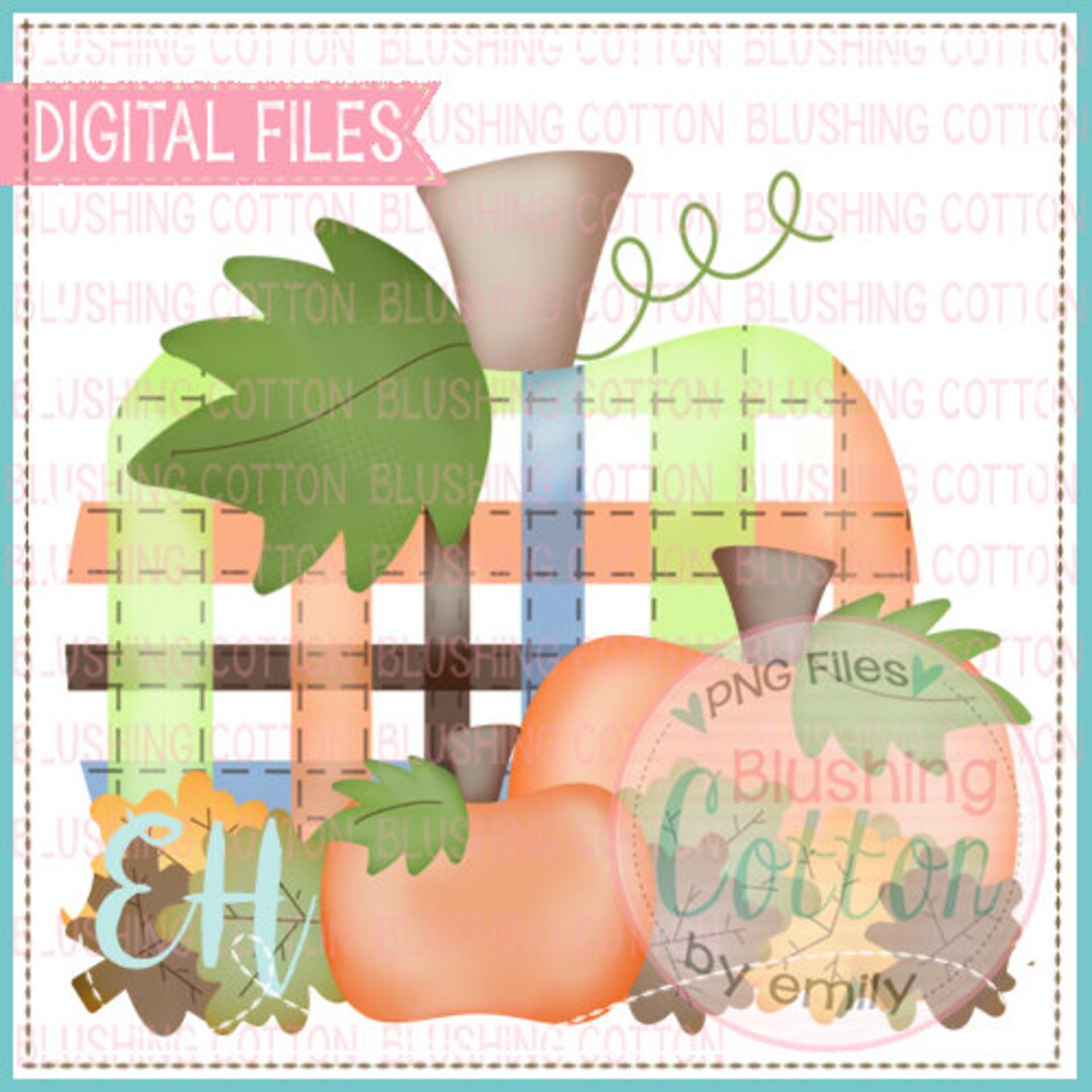 Fall Plaid Pumpkin Design Watercolor PNG Artwork Digital File - Etsy