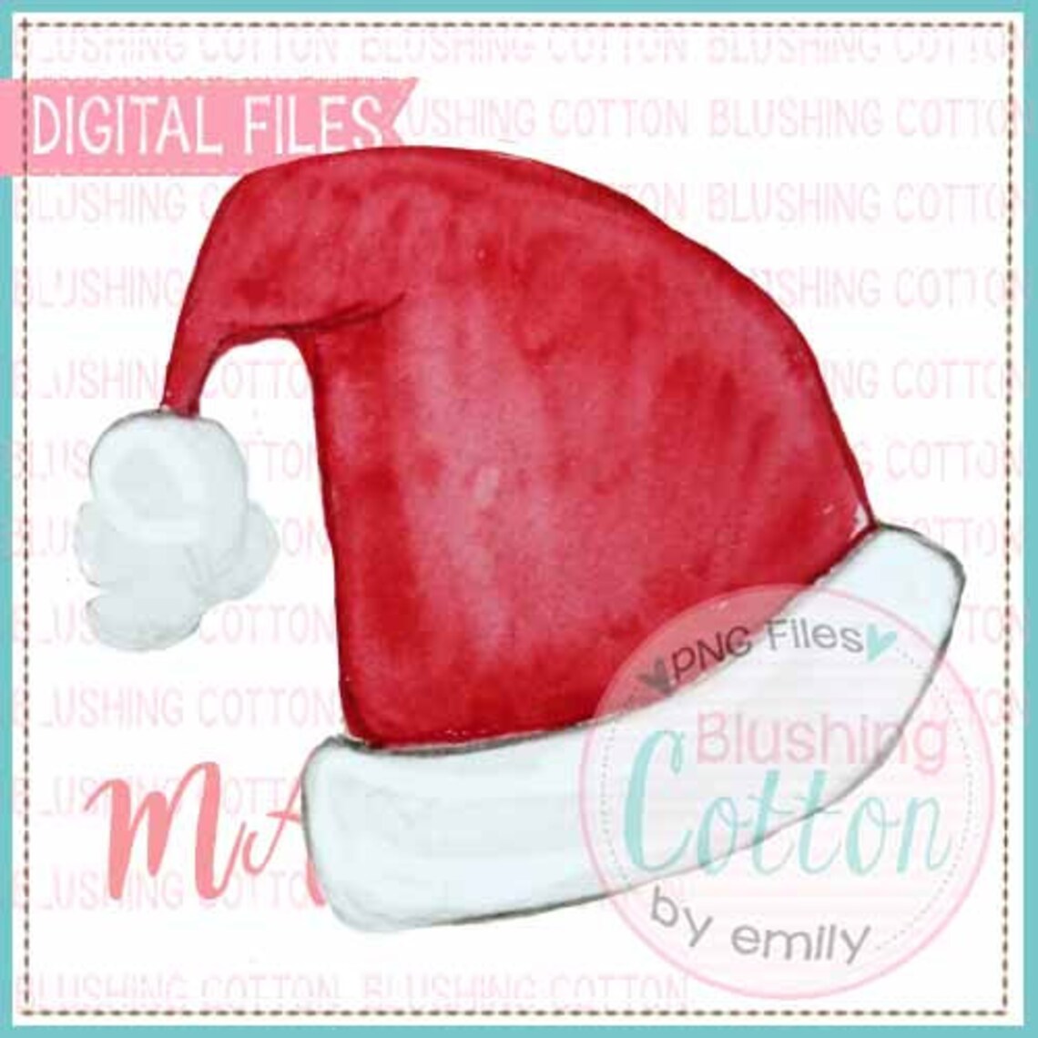 Santa Hat Handpainted Design PNG Artwork Digital File for - Etsy