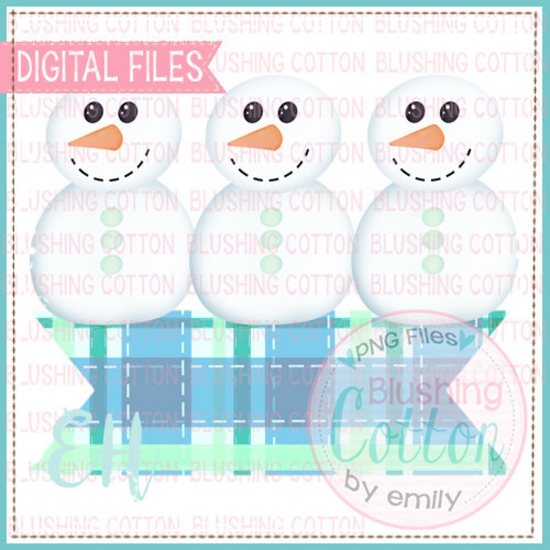 Snowman Trio Banner Design PNG Artwork Digital File for Printing and ...