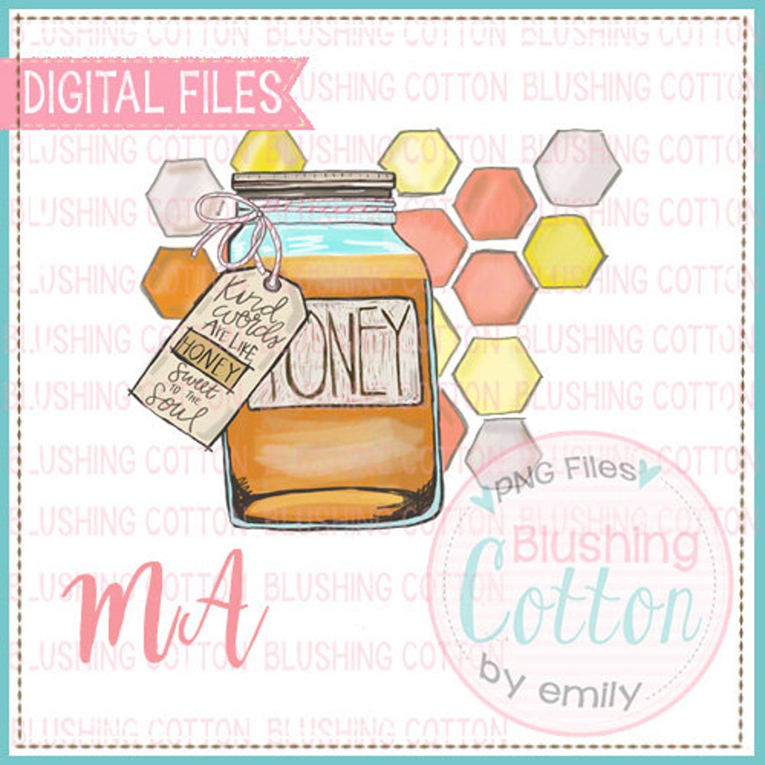 Honey With Honeycomb Watercolor Handpainted Design PNG Artwork Digital ...