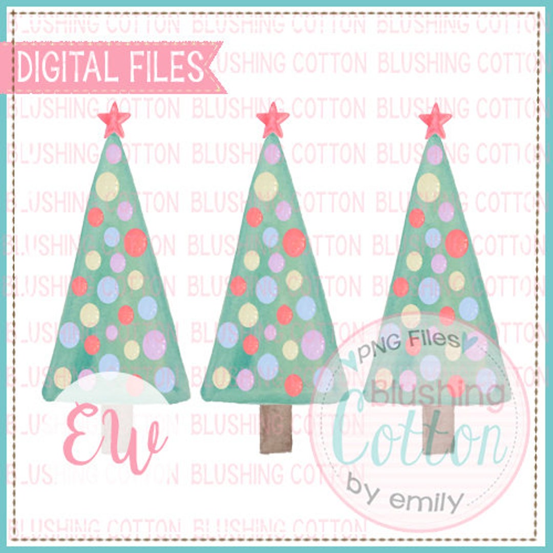 Dotted Tree Trio Design Watercolor PNG Artwork Digital File for ...