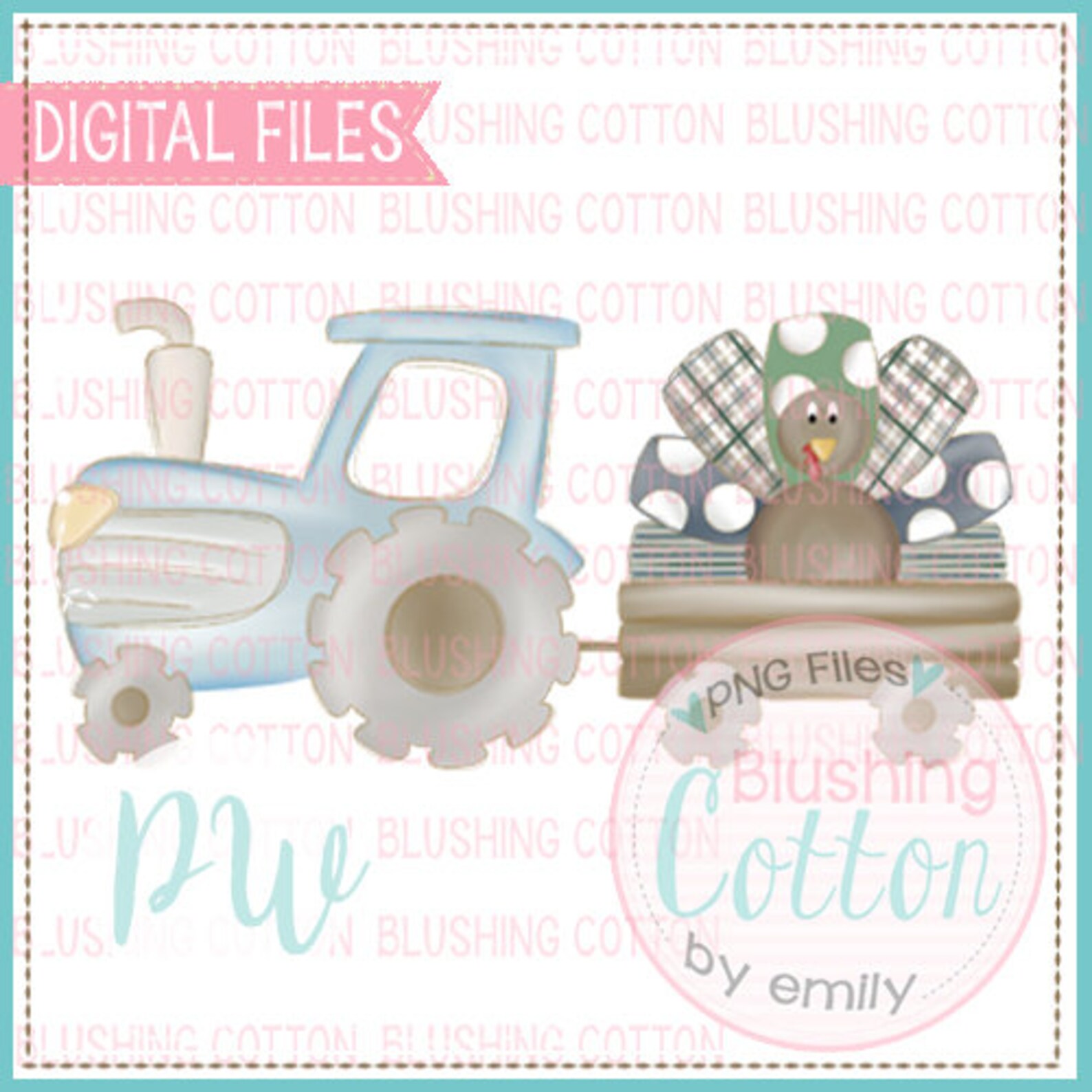 Tractor Pulling Wagon With Turkey Design PNG Artwork Digital - Etsy