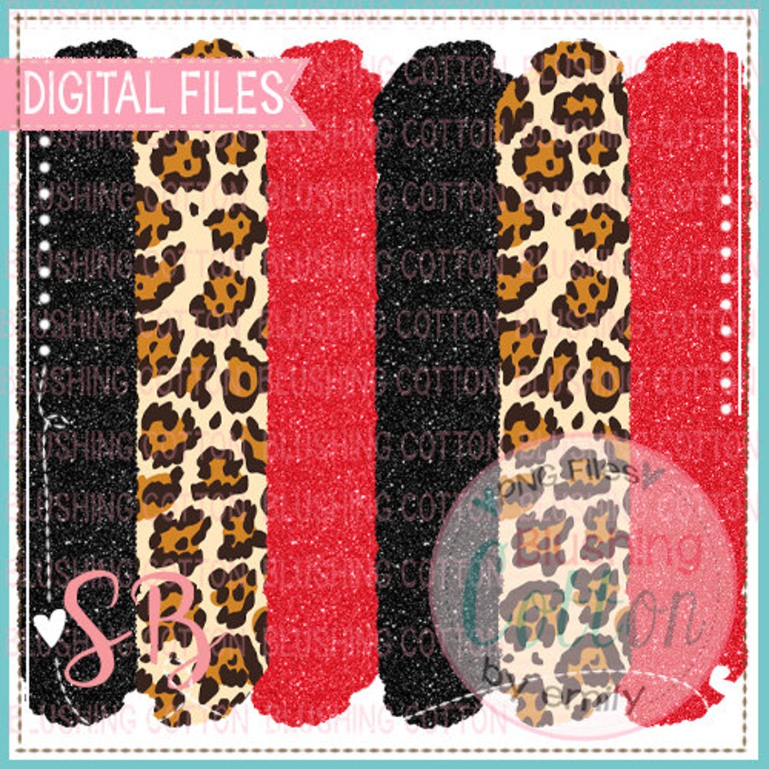 Red Black Glitter Leopard Print Brush Stroke Background Watercolor ...