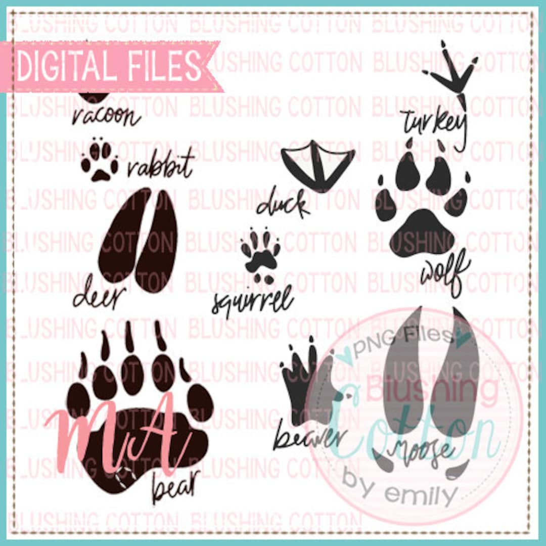 Animal Tracks Handpainted Design PNG Artwork Digital File - for ...