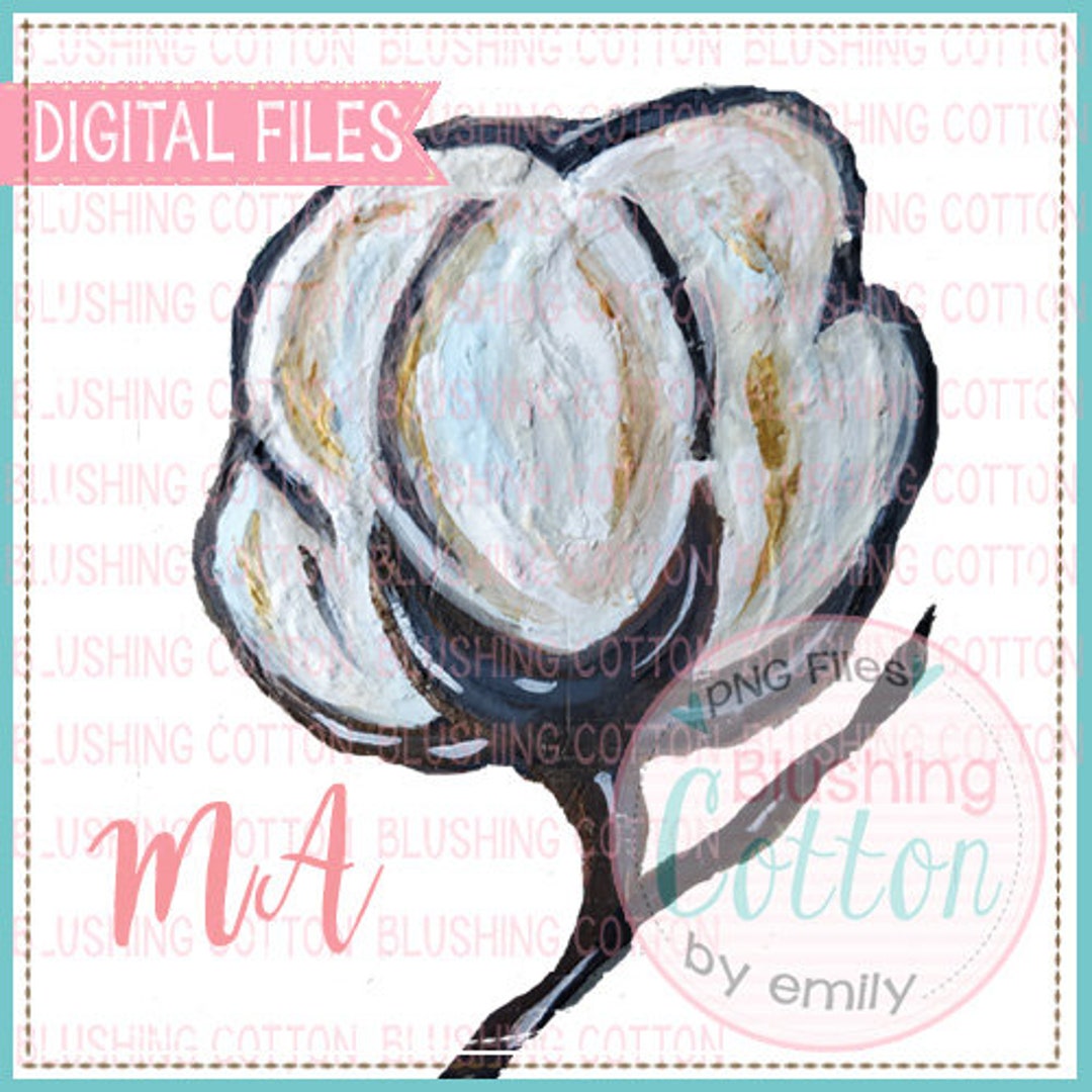 Cotton Boll Design Watercolor PNG Artwork Digital File for Printing and ...