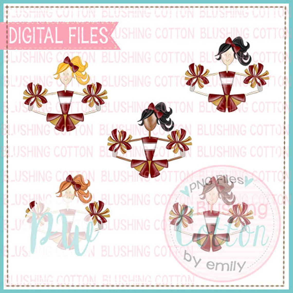 Cheerleader Bundle Maroon and Gold Uniform PNG Watercolor - Etsy