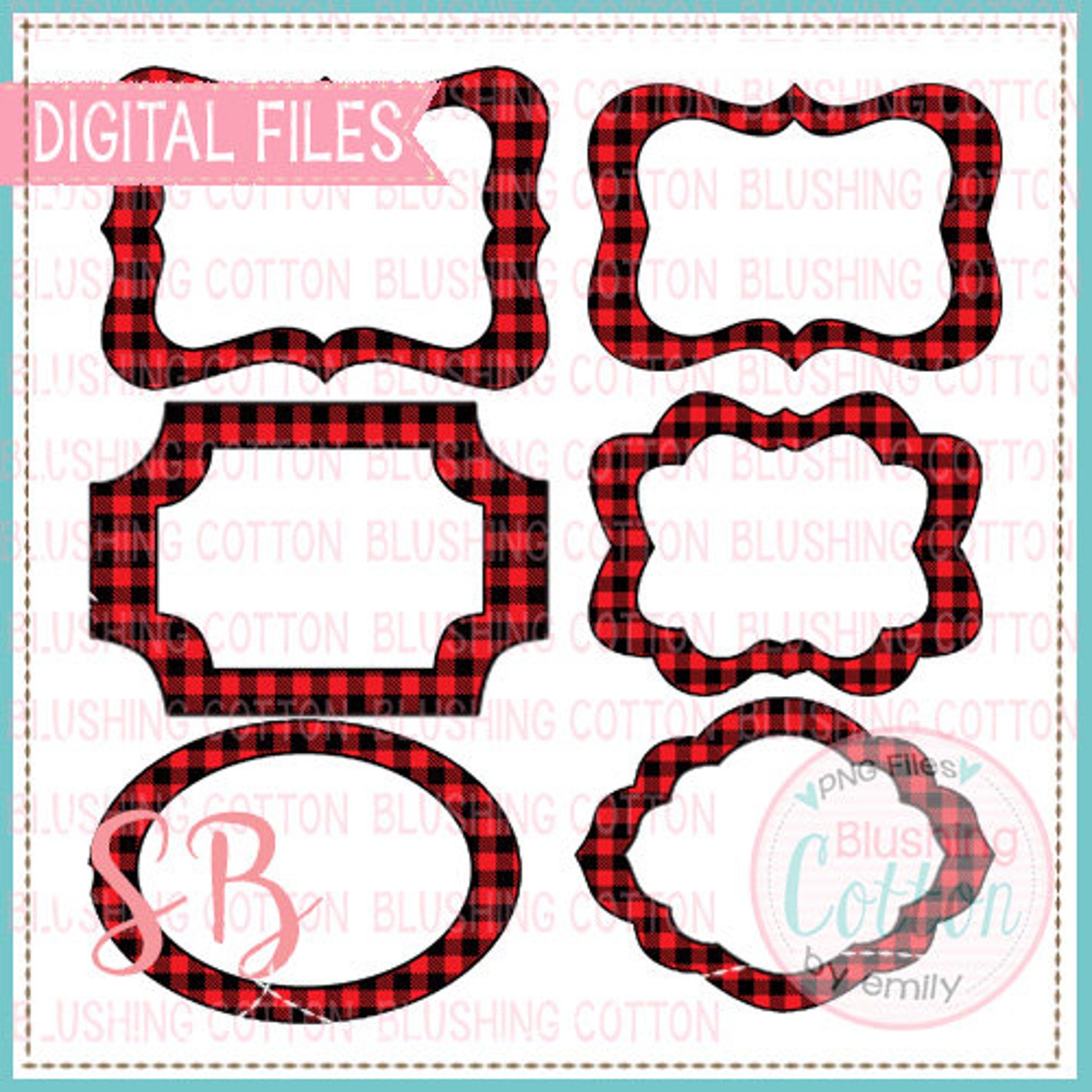 Red Buffalo Plaid Frame With White Center Set Design PNG - Etsy
