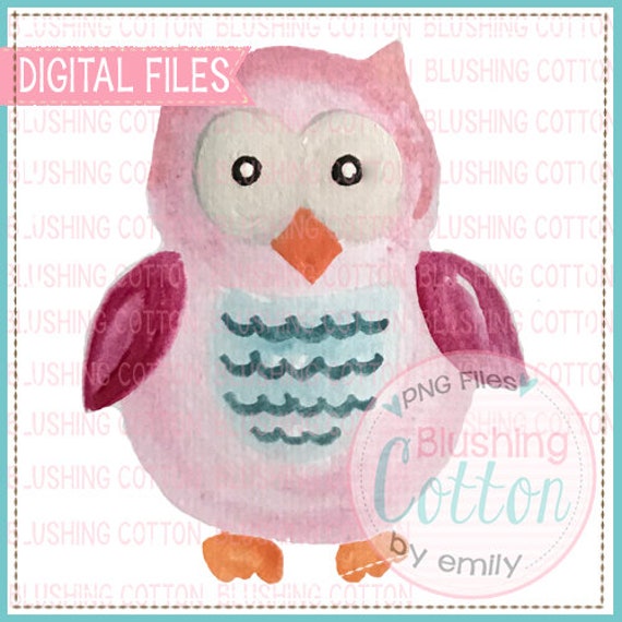 Pink Owl With Bow PNG Watercolor Artwork Digital File for | Etsy