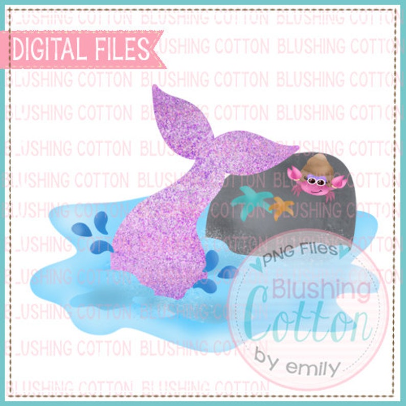 Mermaid Glitter Tail Splash Watercolor Design PNG Artwork | Etsy