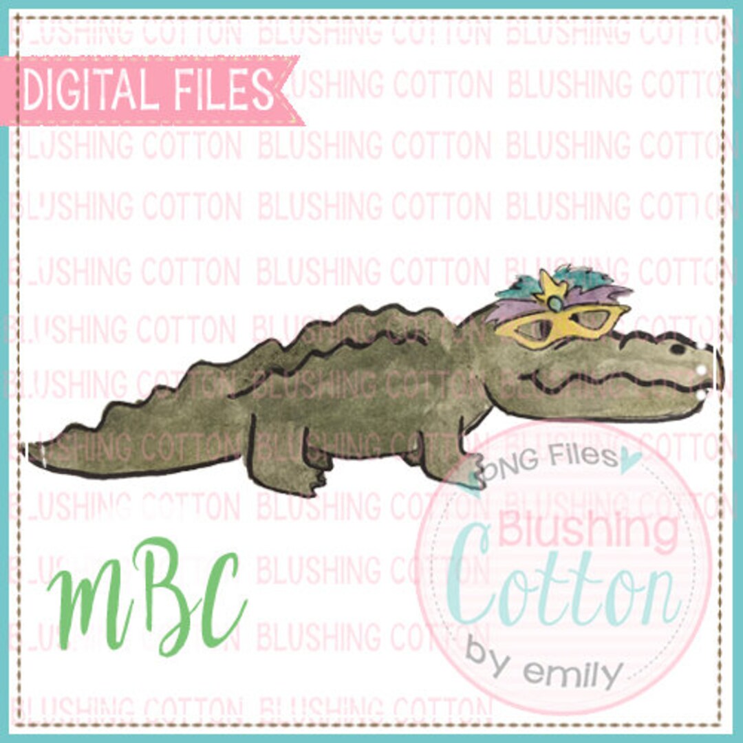 Alligator With Mardi Gras Mask Watercolor PNG Artwork Digital File ...