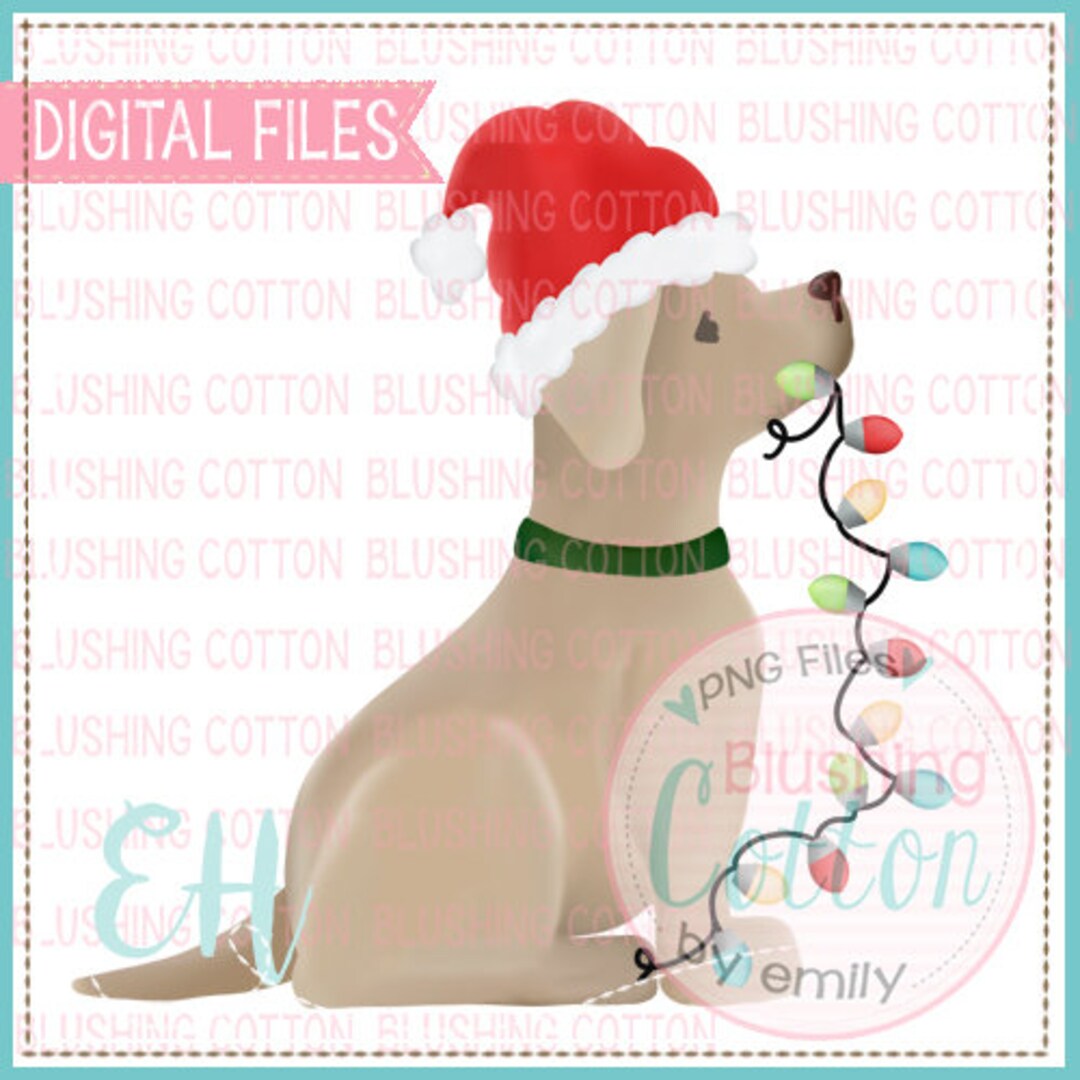 Yellow Lab Santa With Lights Design PNG Artwork Digital File for ...