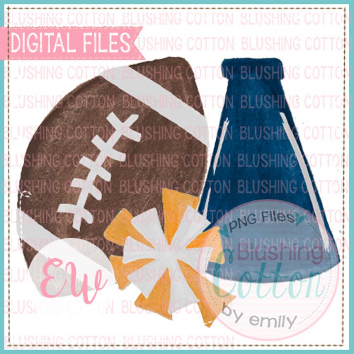 Football Megaphone Pompom Navy and Orange Design PNG Artwork - Etsy