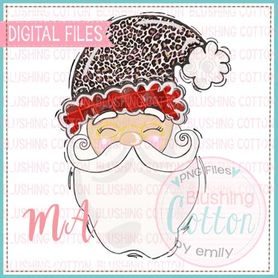 Santa With Leopard Hat Design Watercolor PNG Artwork Digital - Etsy