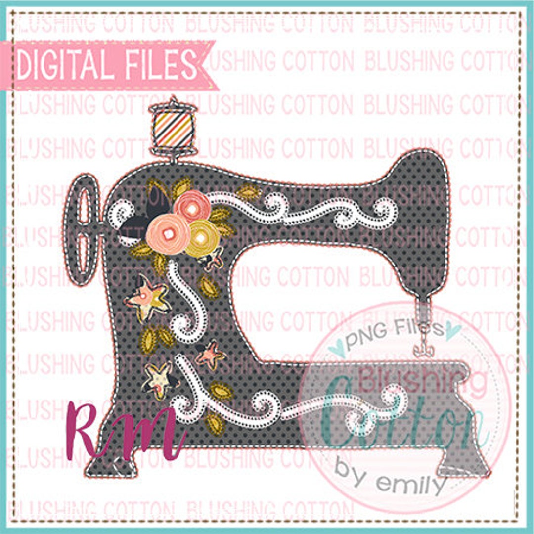 Patchwork Sewing Machine Design PNG Watercolor Artwork Digital File for ...
