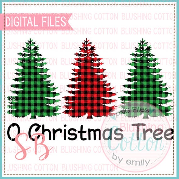 O Christmas Tree Buffalo Plaid Trio 2-watercolor Design PNG | Etsy