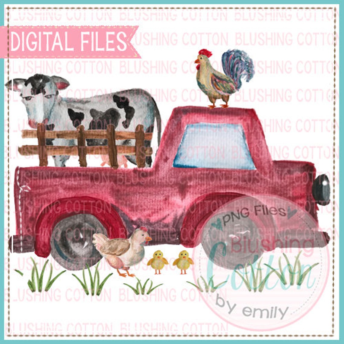 Old Truck Farm Animal Scene PNG Watercolor Artwork Digital - Etsy
