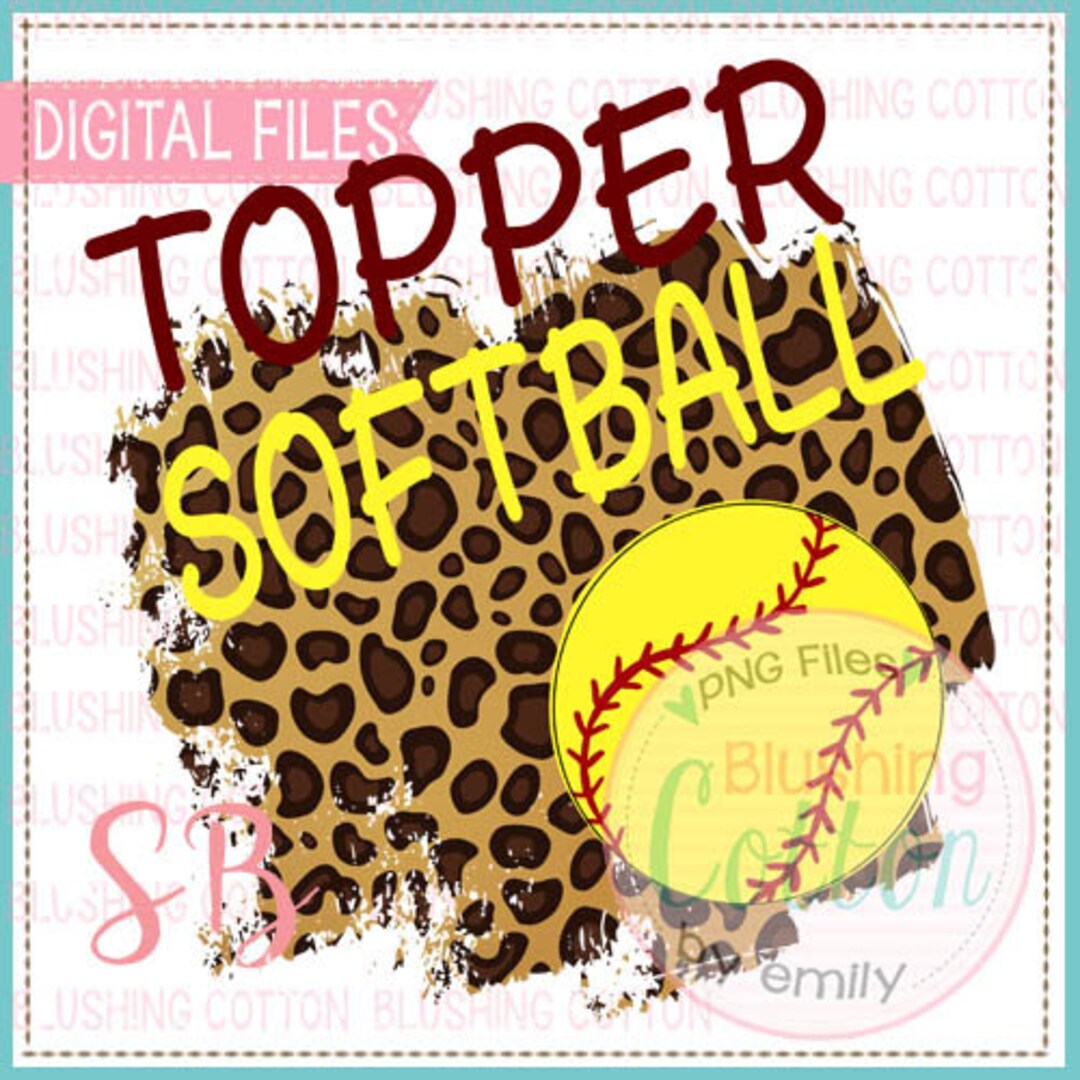 Topper Softball Distressed Leopard Print Background Watercolor - Etsy