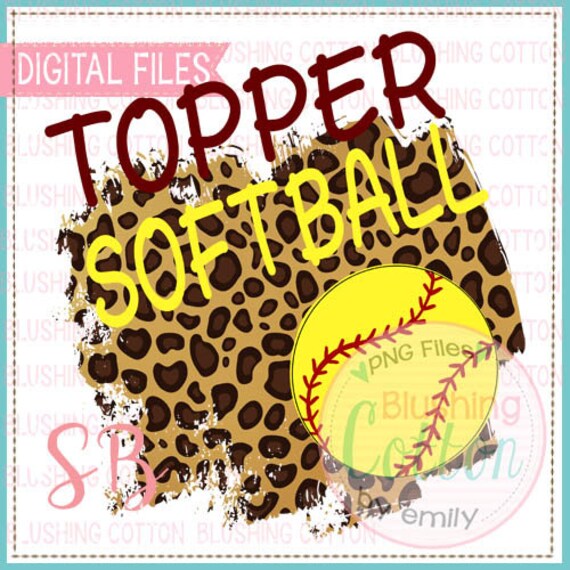 Topper Softball Distressed Leopard Print Background Watercolor - Etsy