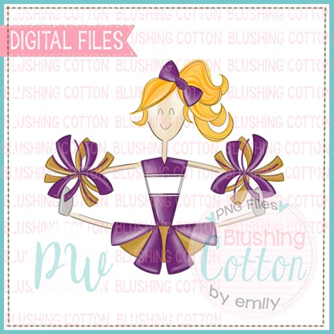 Cheerleader Blonde Hair Purple and Gold Watercolor Design BCPW - Etsy