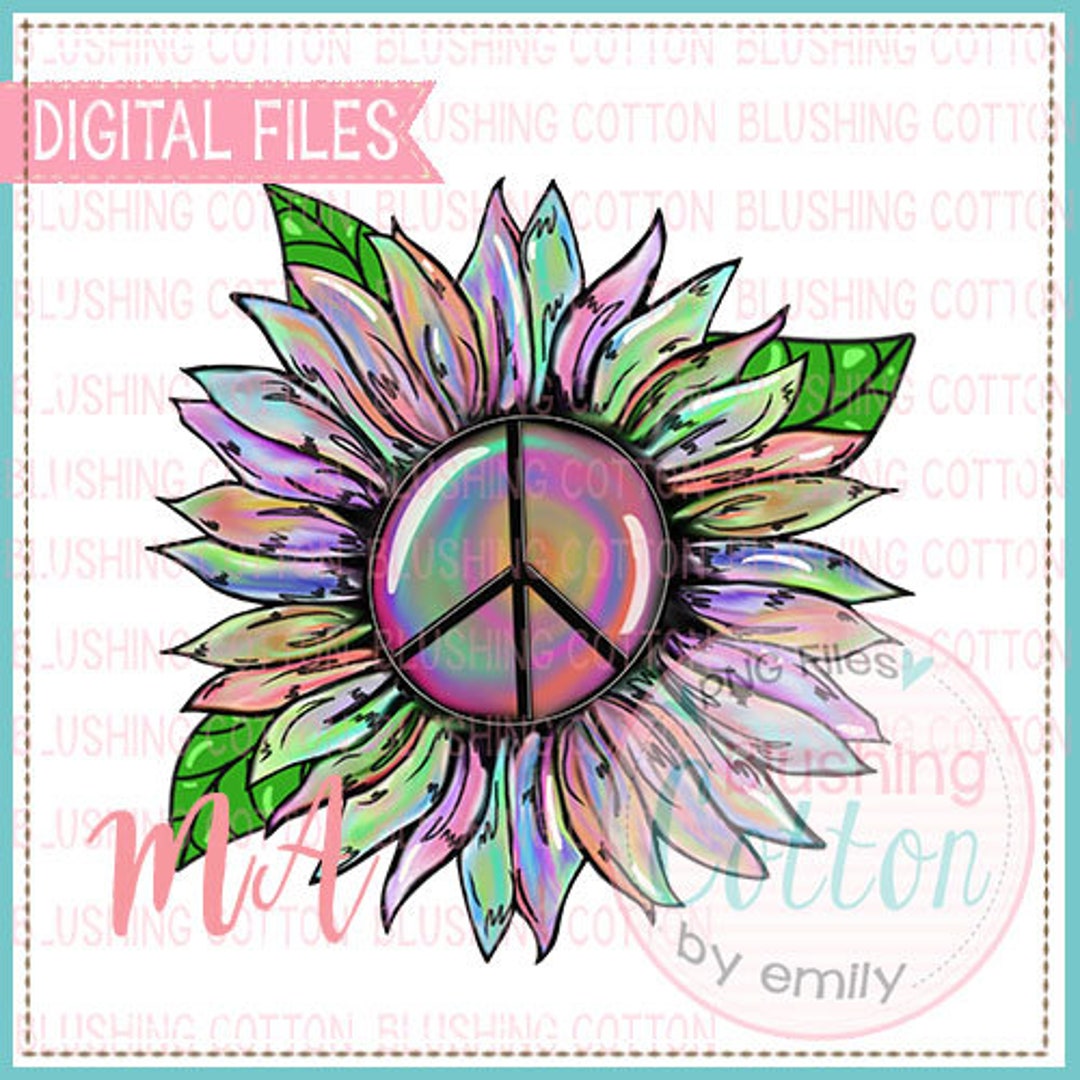Multicolored Flower With Peace Sign Design PNG Artwork Digital File ...