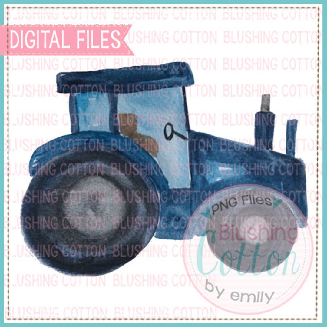 Blue Tractor PNG Watercolor Artwork Digital File - for Printing and ...