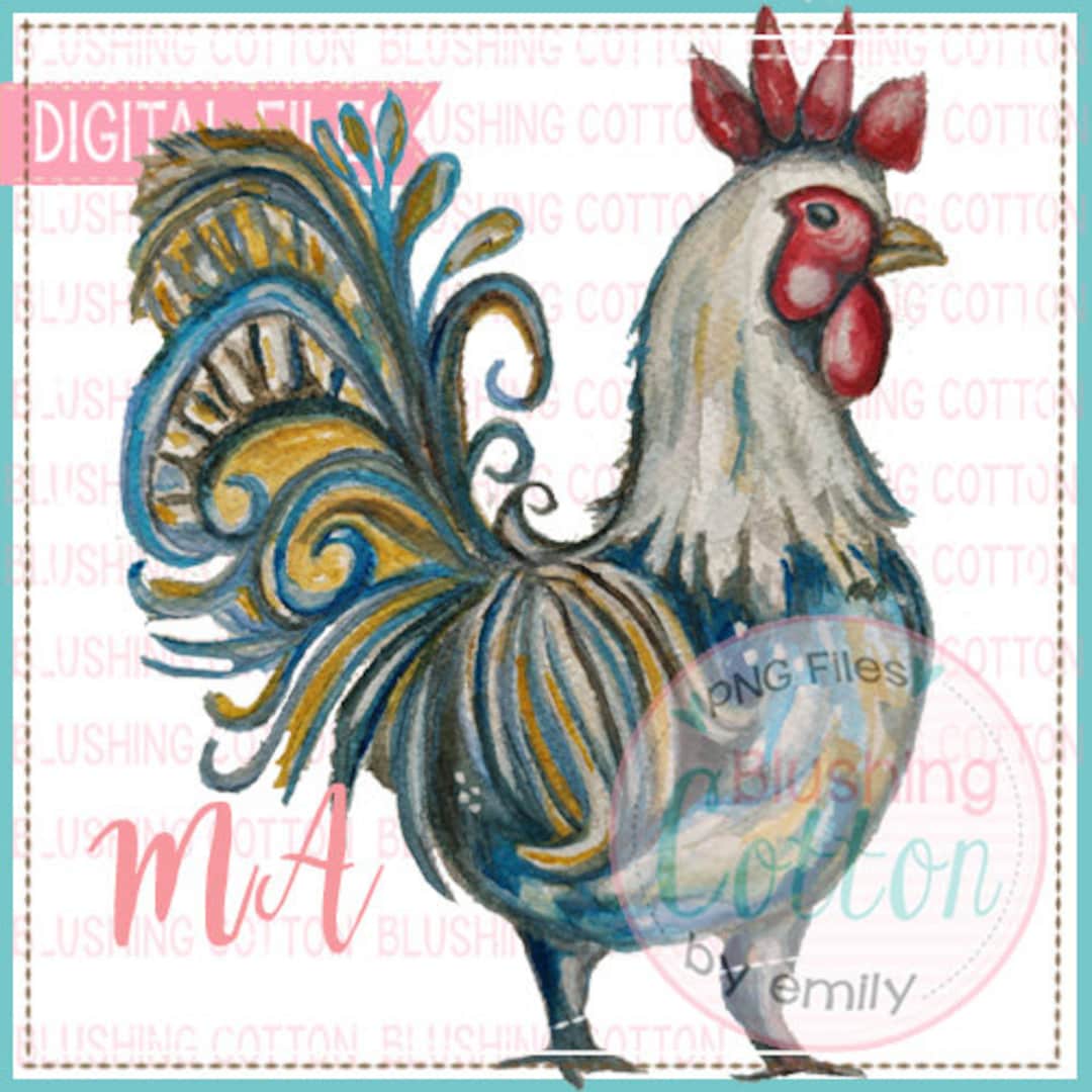 Rooster Handpainted Design PNG Artwork Digital File - for Printing and ...