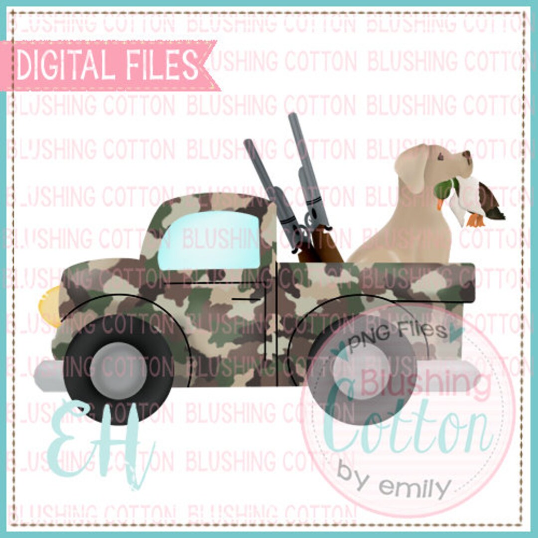 Camo Duck Hunting Truck With Yellow Lab Design PNG Artwork Digital File ...