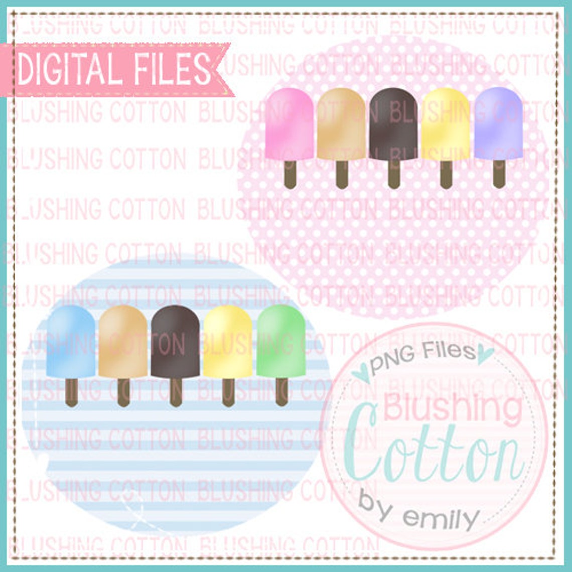Popsicles in a Row Circle Set Watercolor Design PNG Artwork - Etsy