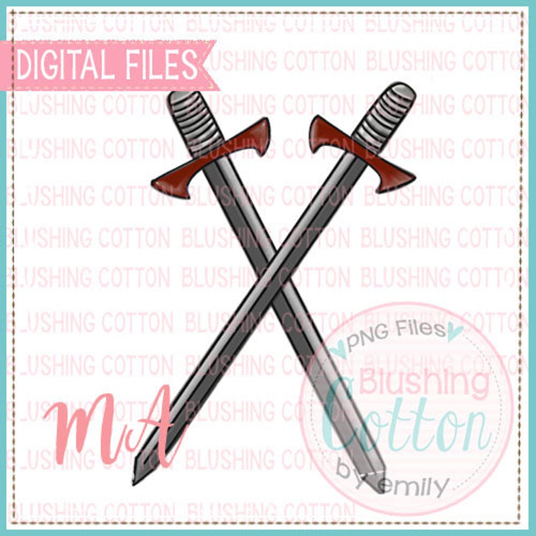 Crossed Swords Watercolor Design PNG Artwork Digital File - for ...