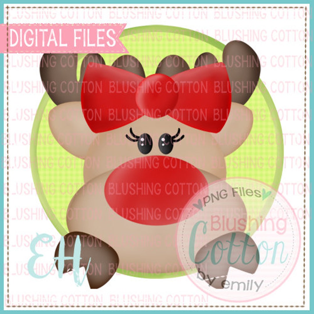 Rudolph Girl Peeking Circle Design PNG Artwork Digital File for ...