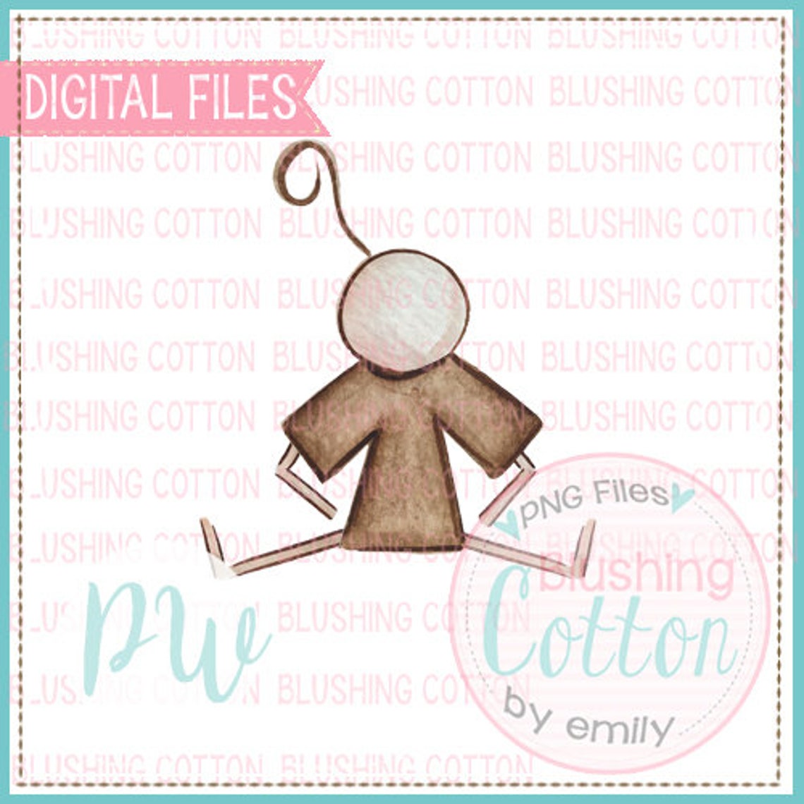 Stick Figure Baby Sitting Brown Hair Watercolor PNG Artwork - Etsy