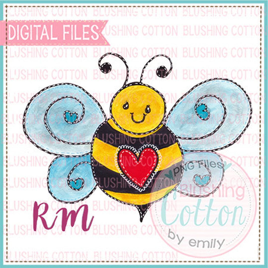 Heart Bee Hand Drawn Design PNG Artwork Digital File for Printing and ...